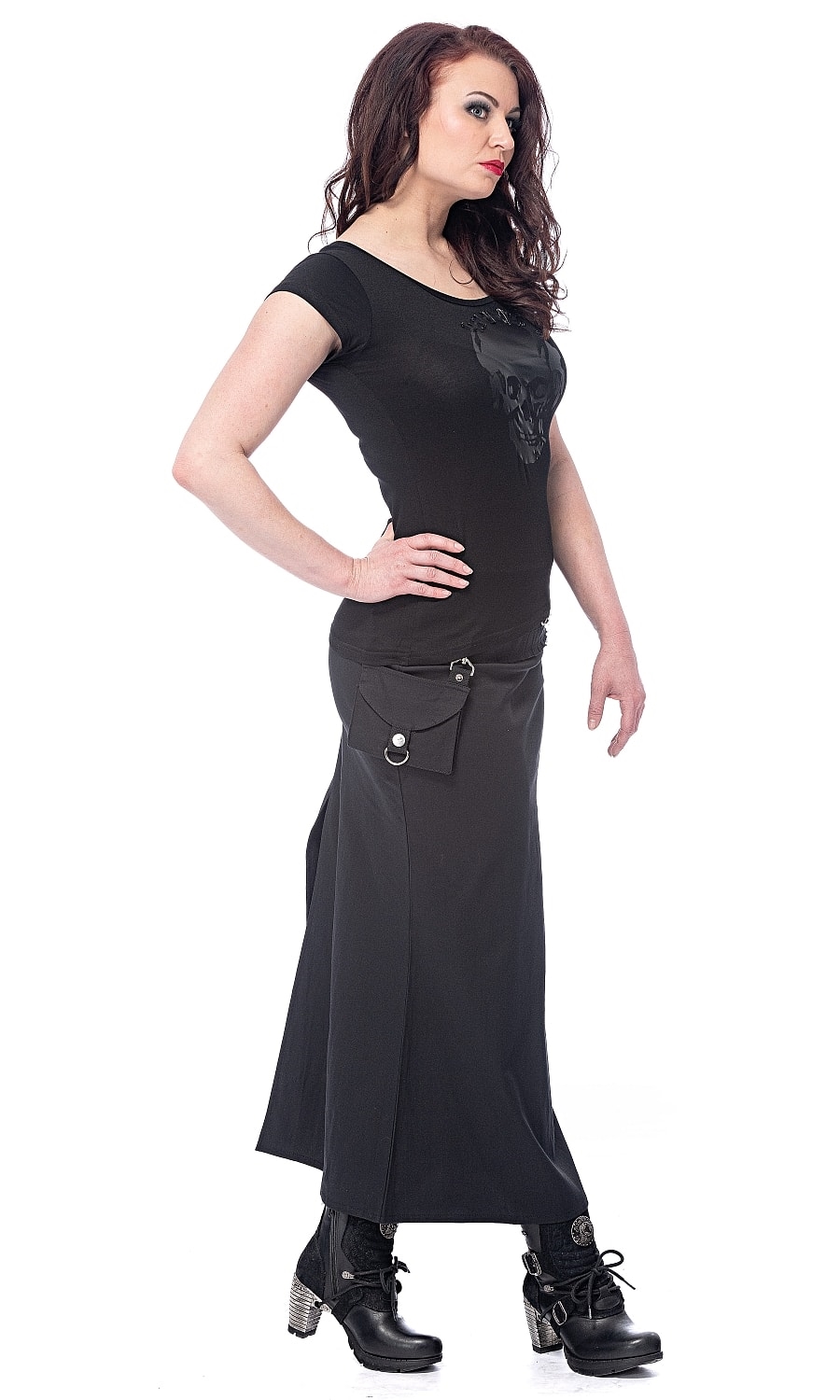Langer Rock mit Tasche, Schlitz hinten - Queen of Darkness - Gothic ...